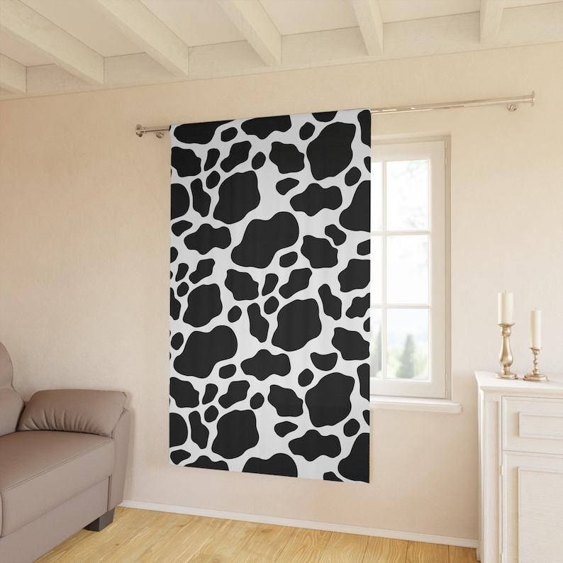 Cow Print Window Curtains 1 Piece - Etsy
