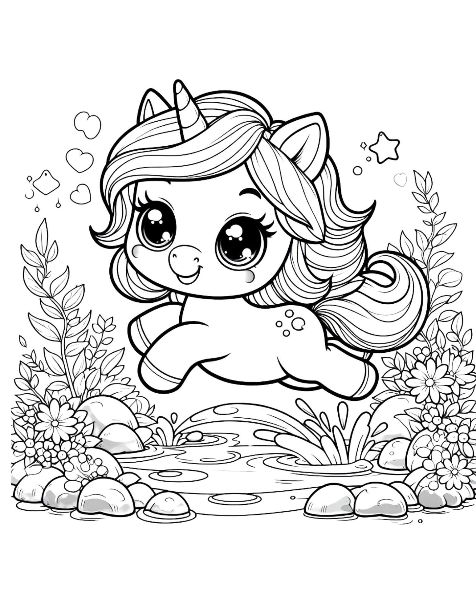 Adorable Baby Unicorns - #61-65 - Coloring Pages (5 Pages) - Etsy
