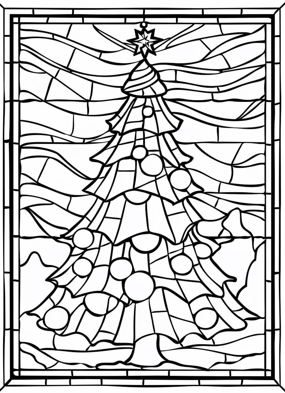 Stained Glass Christmas Tree - #1-5 - Coloring Pages (5 Pages) - Etsy