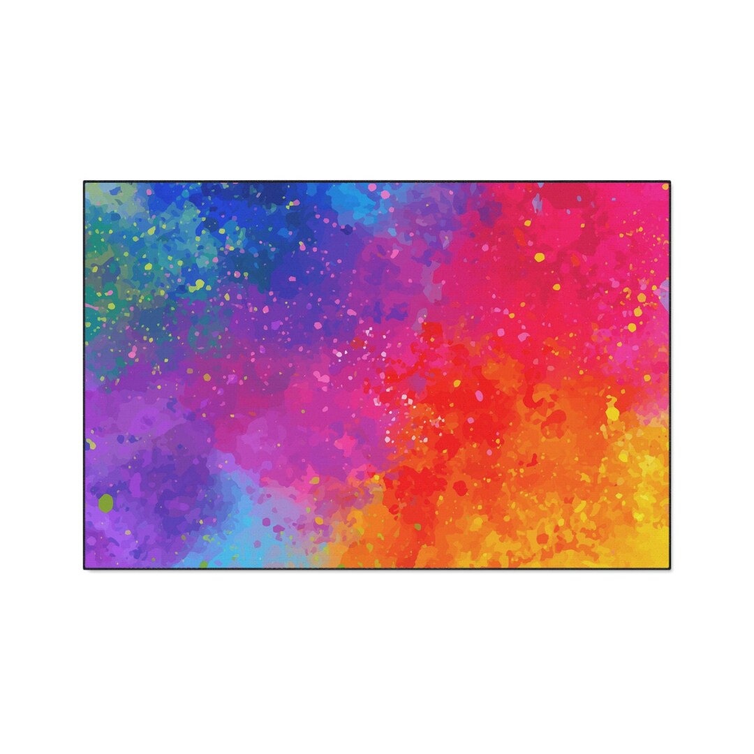 Rainbow Paint Splatter Floor Mat | Colorful Splash Doormat - Etsy