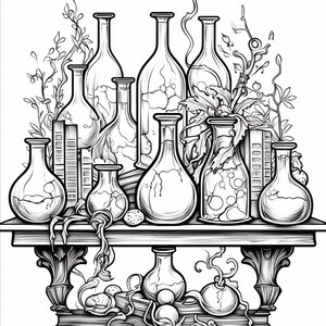 Magical Potions & Spells - #16-20 - Coloring Pages (5 Pages) - Etsy