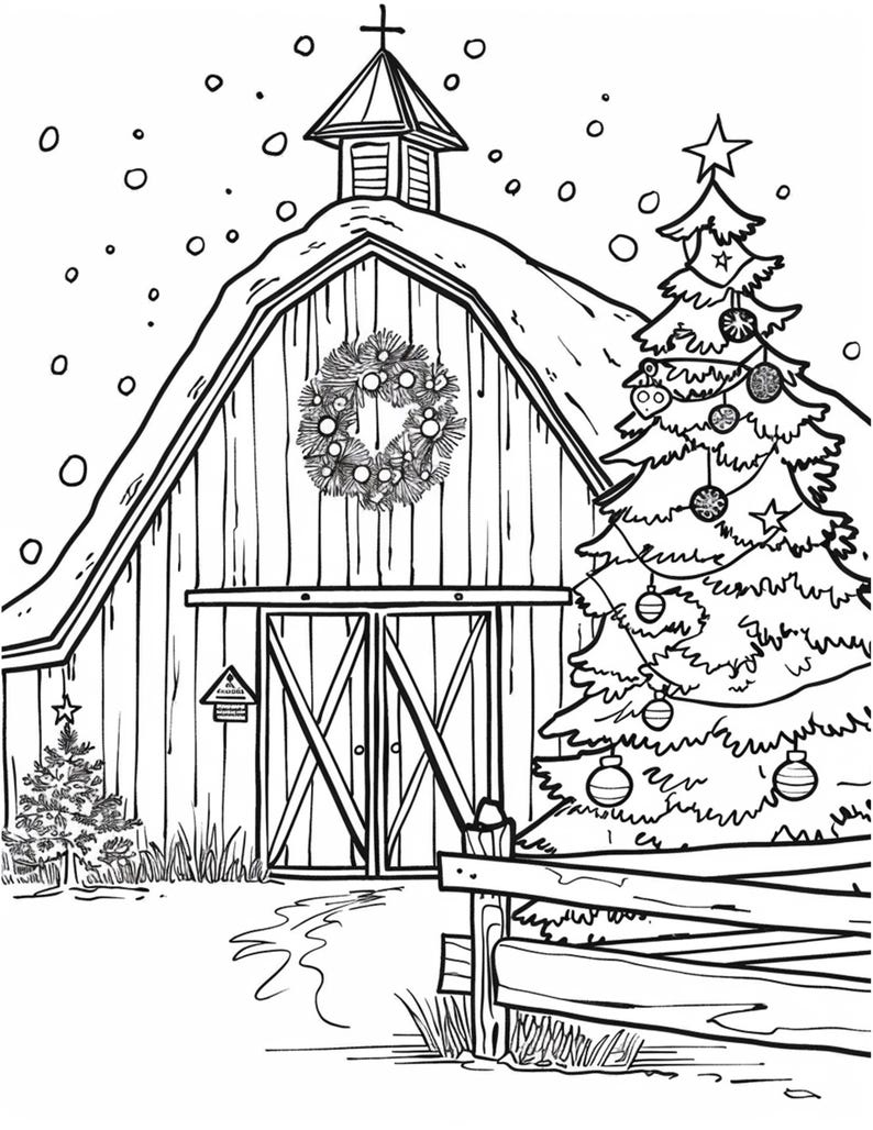 Country Christmas - #21-25 - Coloring Pages (5 Pages) - Etsy
