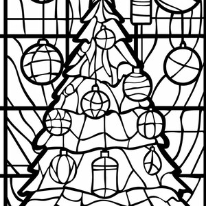 Stained Glass Christmas Tree - #16-20 - Coloring Pages (5 Pages) - Etsy