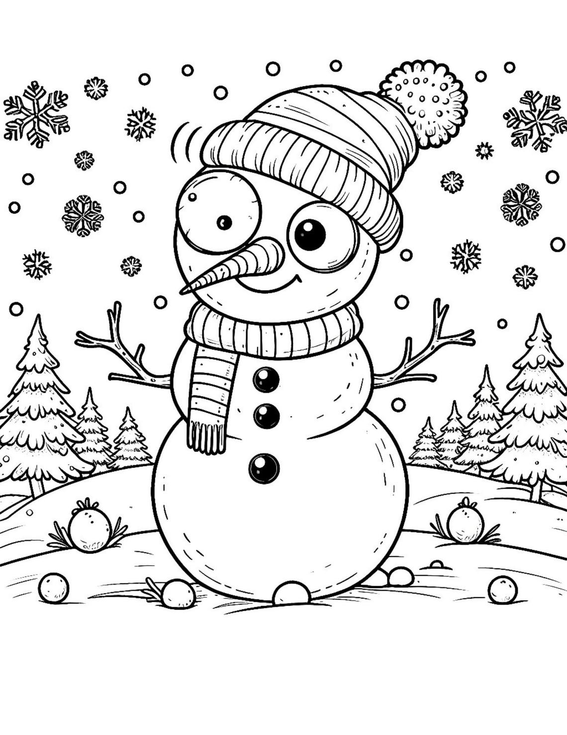 Silly Snowman - #21-25 - Coloring Pages (5 Pages) - Etsy