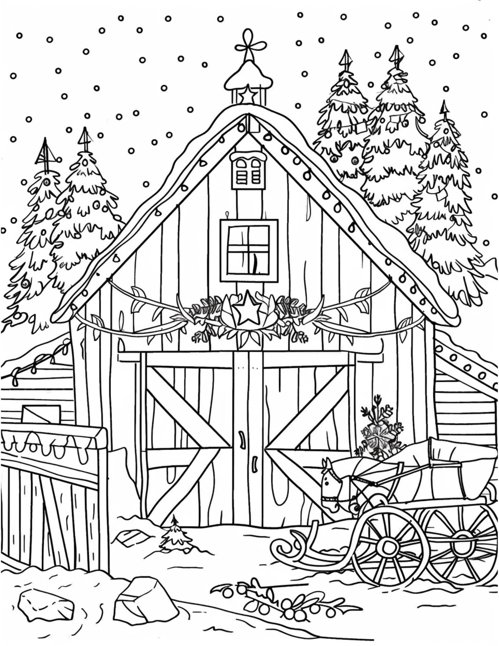 Country Christmas - #6-10 - Coloring Pages (5 Pages) - Etsy