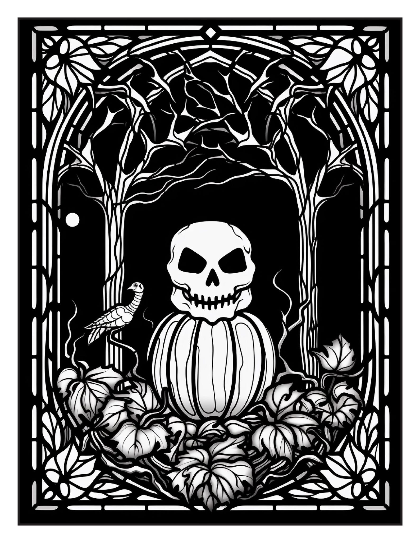 Stained Glass Halloween - #6-10 - Coloring Pages (5 Pages) - Etsy
