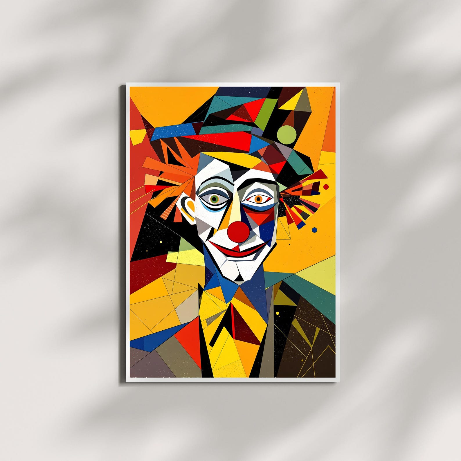 Happy Clown in Cubism Artwork: Picasso Inspired Wall Art, Cubist ...