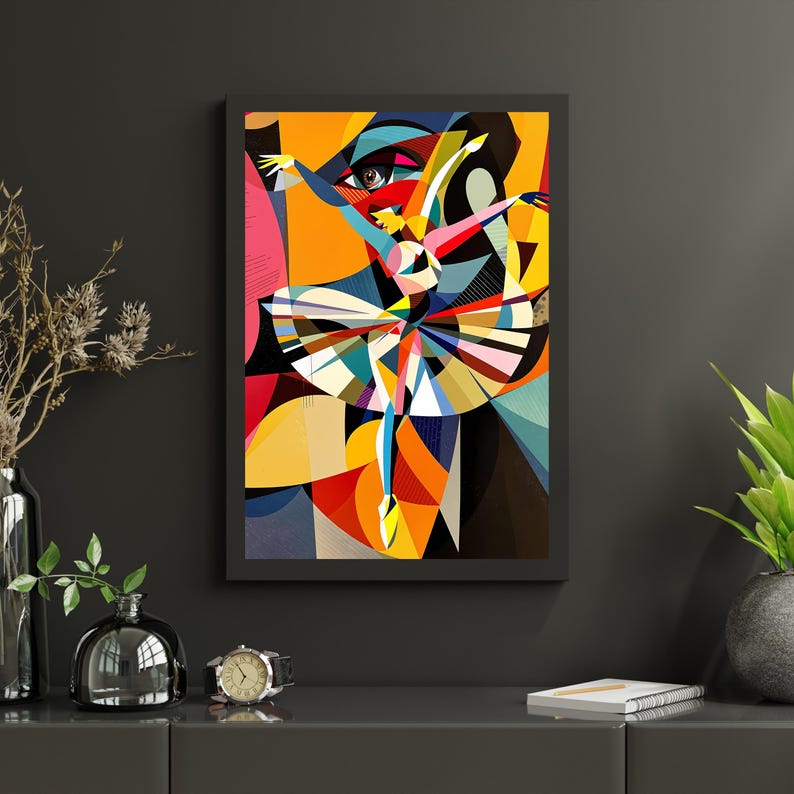 Ballerina in Cubism Artwork: Picasso Inspired Wall Art, Cubist Painting ...