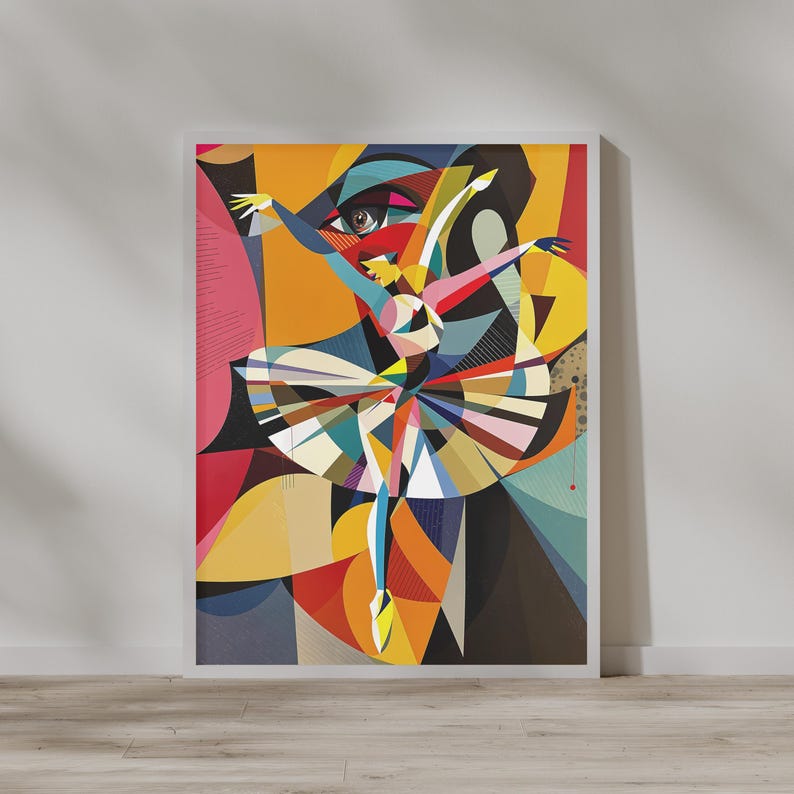Ballerina in Cubism Artwork: Picasso Inspired Wall Art, Cubist Painting ...