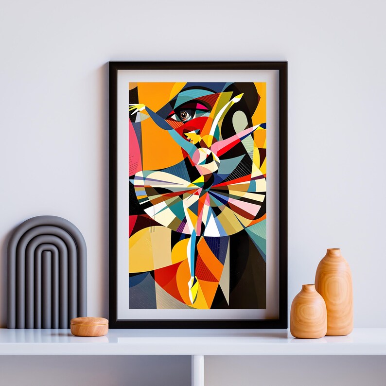 Ballerina in Cubism Artwork: Picasso Inspired Wall Art, Cubist Painting ...
