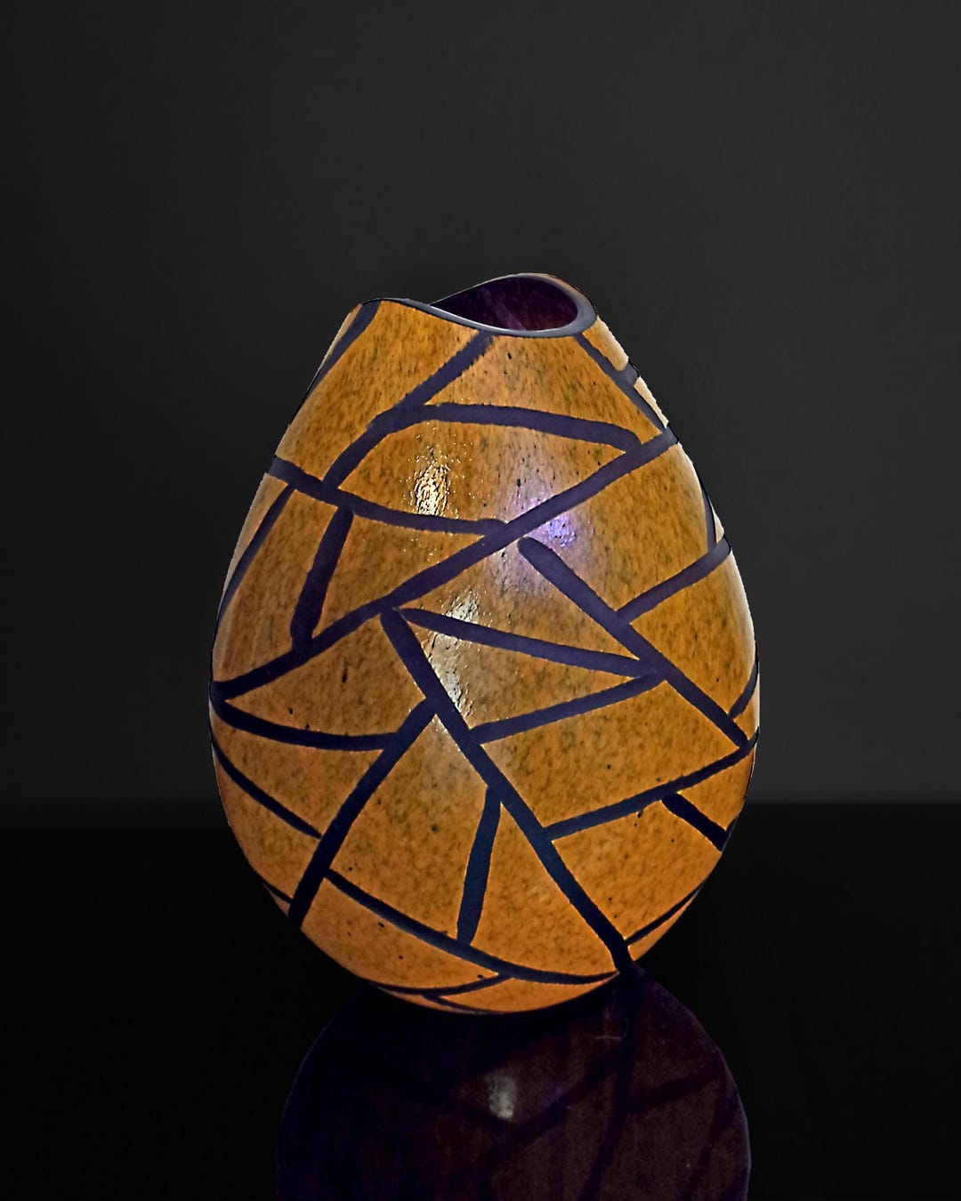 Black & Mustard Color Murano Glass Vase From Our "tribal" Collection ...