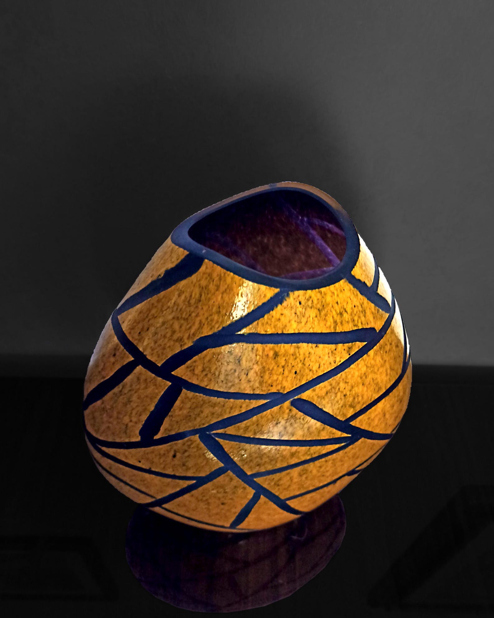 Black & Mustard Color Murano Glass Vase From Our "tribal" Collection ...