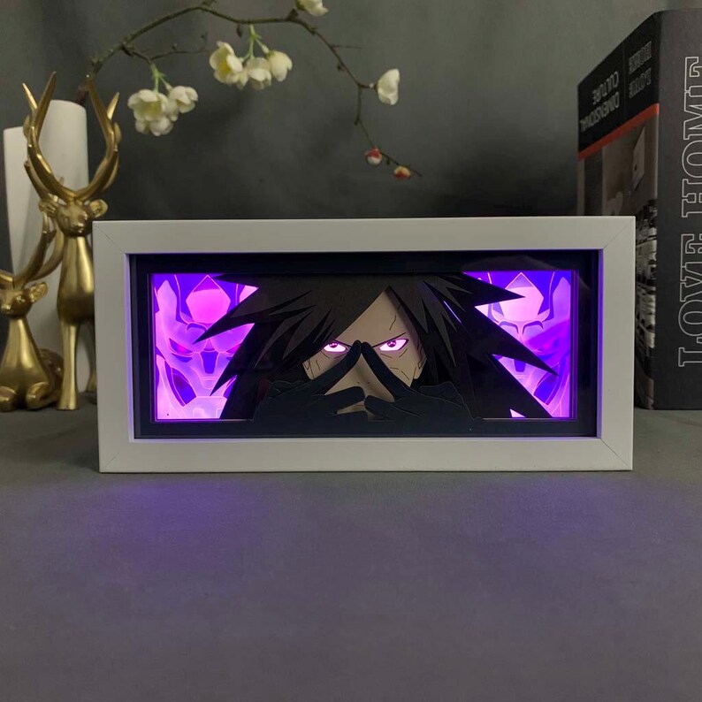 Uchiha Madara LED Light Box Naruto Anime Lamp 3D Shadow Box Anime Room ...