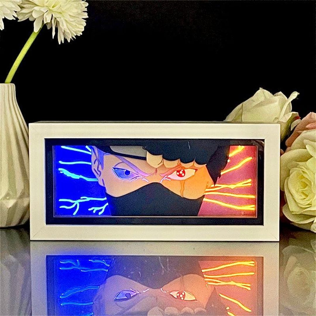 Kakashi Light Box Two-tone LED Anime Lamp Naruto Night Light 3D Shadow ...