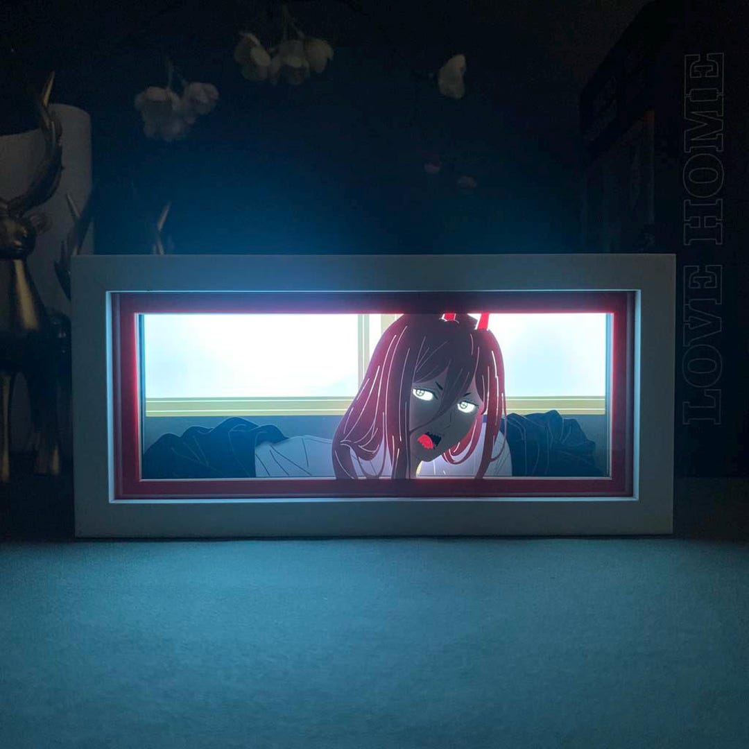 Pava Chainsaw Man Light Box Anime 3D Shadow Box, LED Night Light ...