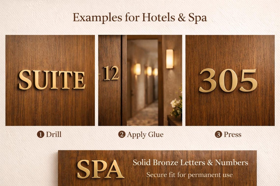 Bronze Door Letters & Numbers – Individual Characters for Hotel and Spa ...
