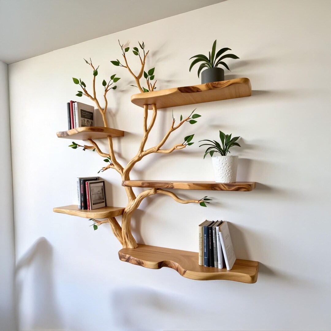 Floating Tree Branch Bookshelves Wall Mounted Driftwood Branch ...