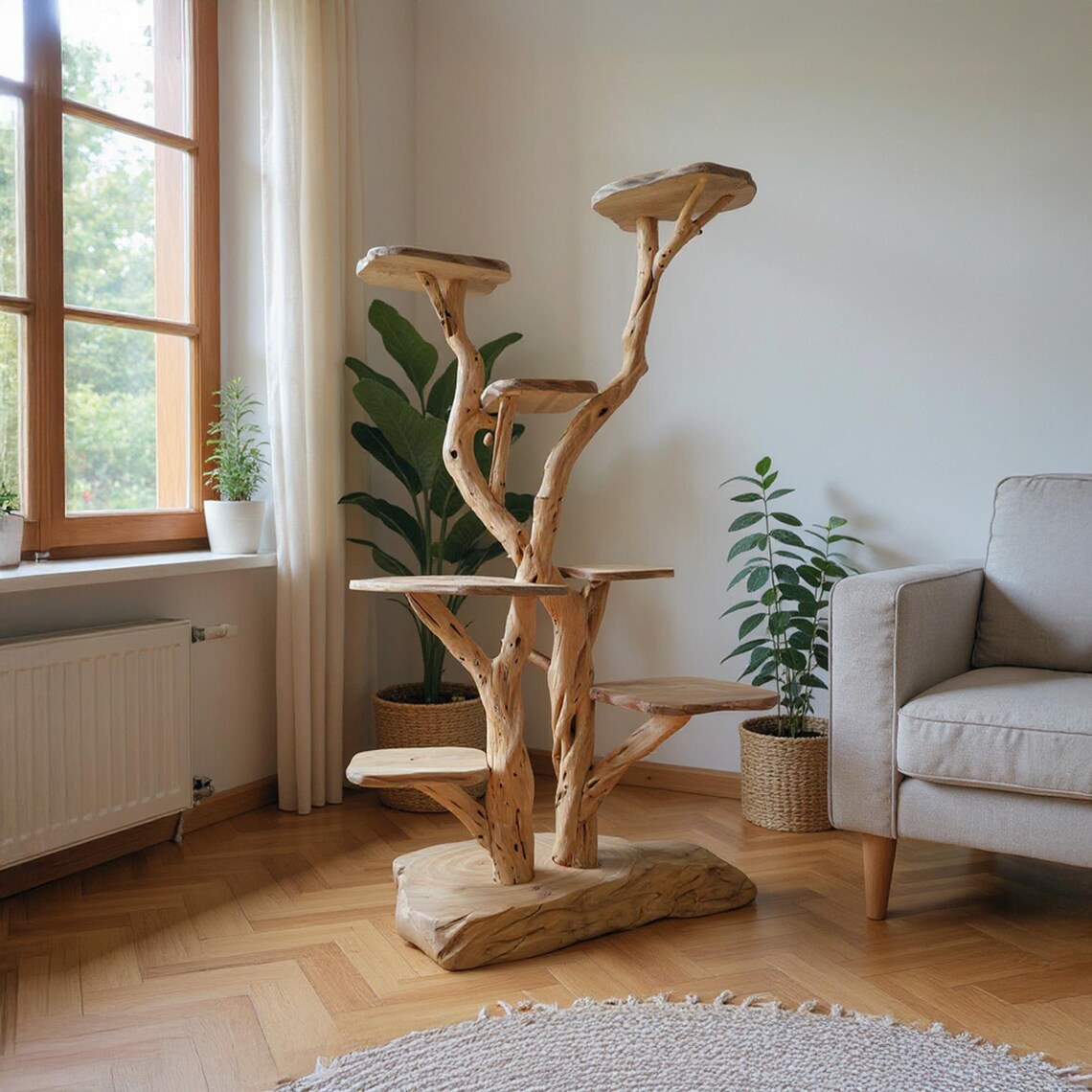 Tree Branch Plant Stand Solid Wood Tiered Stand Driftwood Shelving Art ...