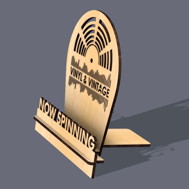 Wooden Vinyl Record Stand Laser Cut File | Now Playing Tabletop Record ...