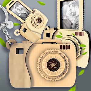 Mini Camera Photo Keychain SVG - Laser Cut Files - Customizable Photo ...
