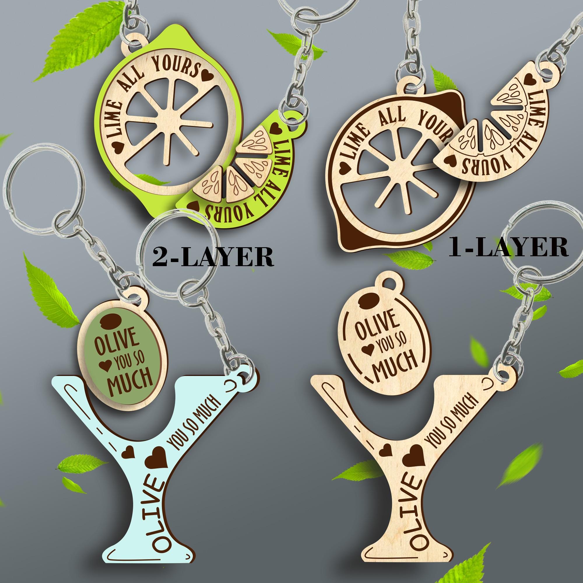 Funny Couple Fruit Keychains SVG | Laser Cut Files for Love Keychains ...