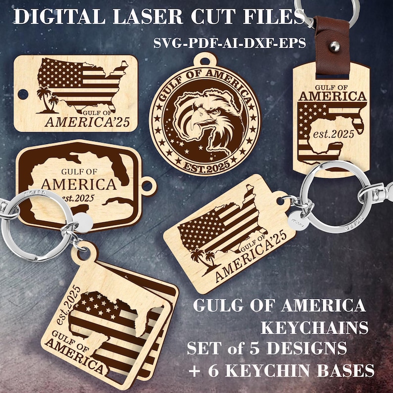 Gulf of America Keychain SVG - 5 Political Sarcastic Keychain Designs ...