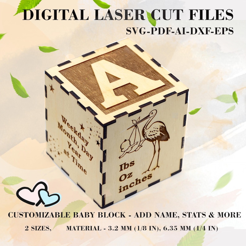 Customizable Baby Block SVG - Personalized Birth Stats Block - Digital ...
