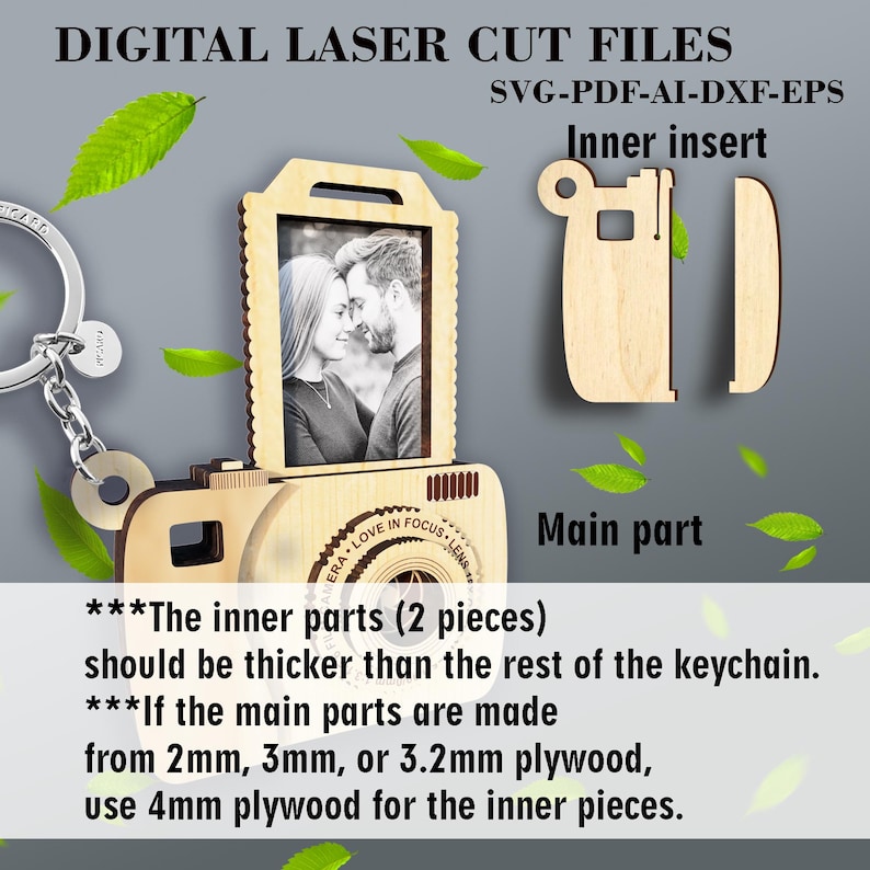 Mini Camera Photo Keychain SVG - Laser Cut Files - Customizable Photo ...