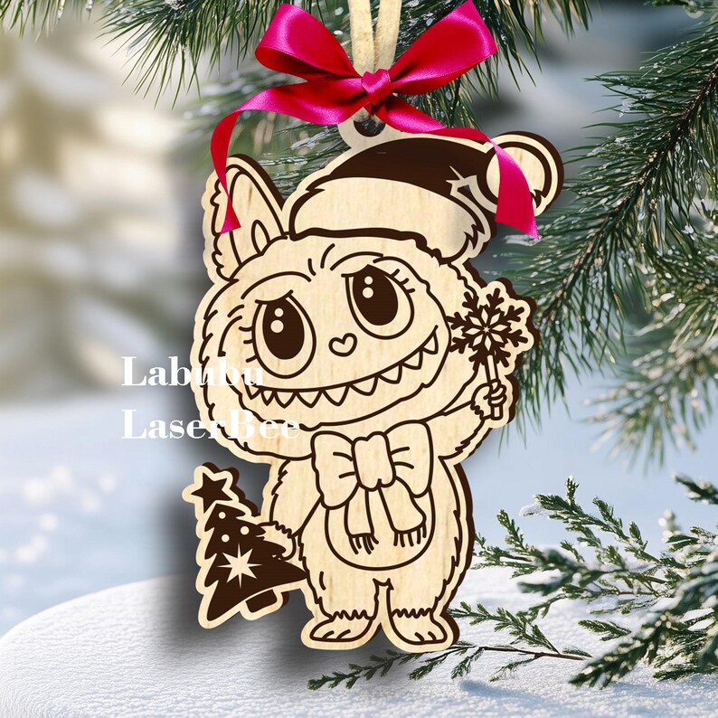 Labubu Christmas Ornaments SVG Set of 5 Festive Designs Merry Labubumas ...