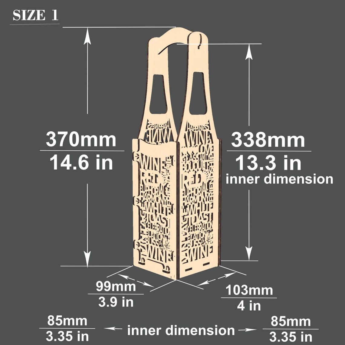 Gift Wine Box Laser Cut File - Wood Wine Bottle Box SVG - 2 Sizes ...