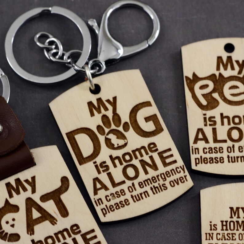 My Pet is Home Alone Keychain SVG - Set of 3 Designs - Laser Cut Files ...
