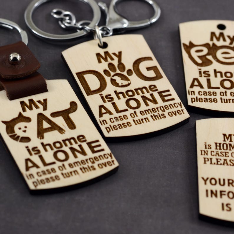 My Pet is Home Alone Keychain SVG - Set of 3 Designs - Laser Cut Files ...