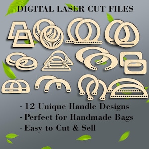 Bag Handles Laser Cut File - Set of 12 Wooden Purse Handles - Tote ...