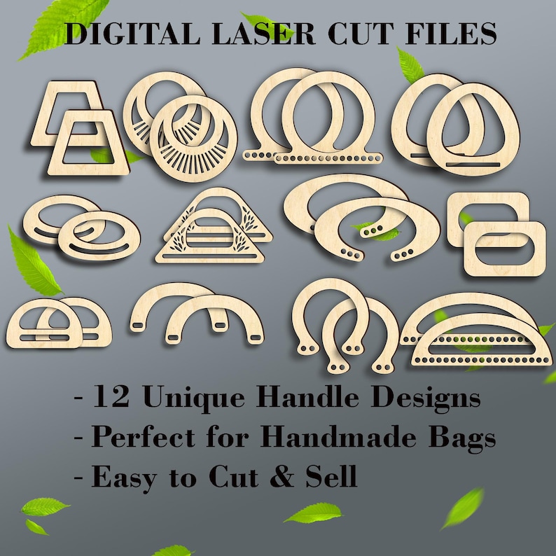 Bag Handles Laser Cut File - Set of 12 Wooden Purse Handles - Tote ...