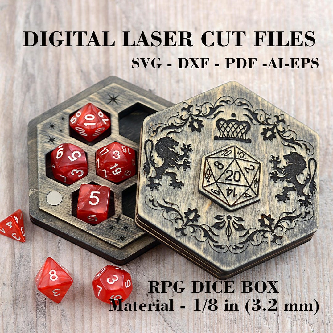 RPG Dice Box SVG - Laser Cut Files for Wooden Dice Holder - Fits ...