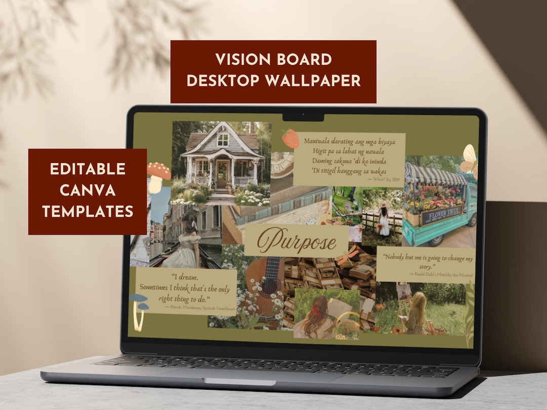 Vision Board Template Canva, Editable Vision Board Template, Vision ...