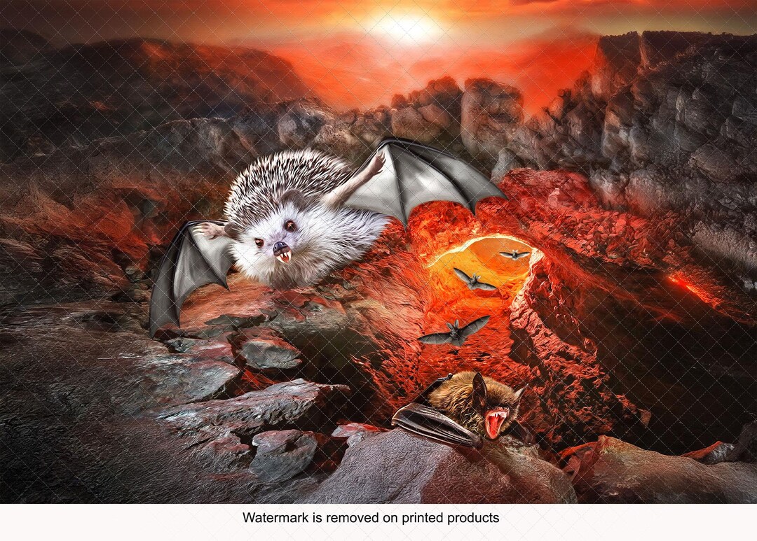 Whimsical Hedgehog Vampire Art Print, Unique Wall Decor for Animal ...