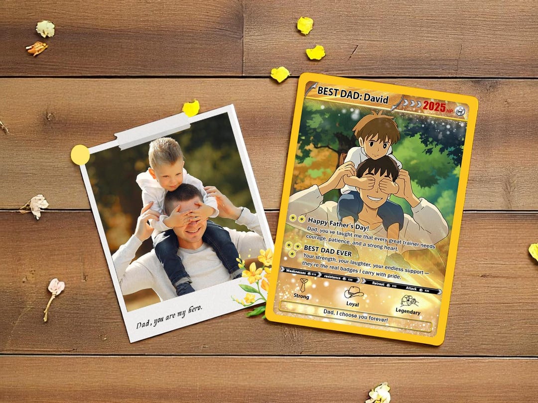 Personalized Father's Day Pokemon Card, Custom Pokemon Photo Cards ...