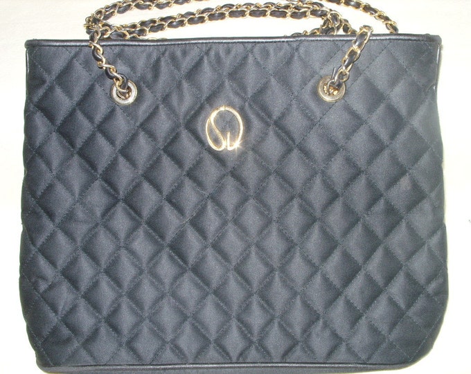ST JOHN HANDBAG Black Quilted Fabric Shoulder Bag With Gold - Etsy