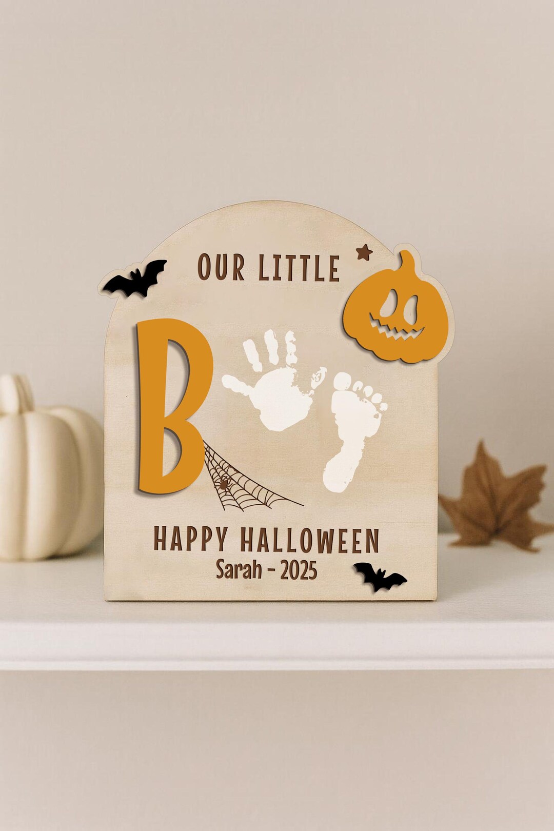 Halloween Kids Footprint Board, Ghost Footprint Keepsake Board, DIY ...