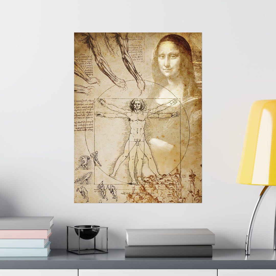Leonardo Da Vinci Poster Vitruvian Man, Mona Lisa & Renaissance ...
