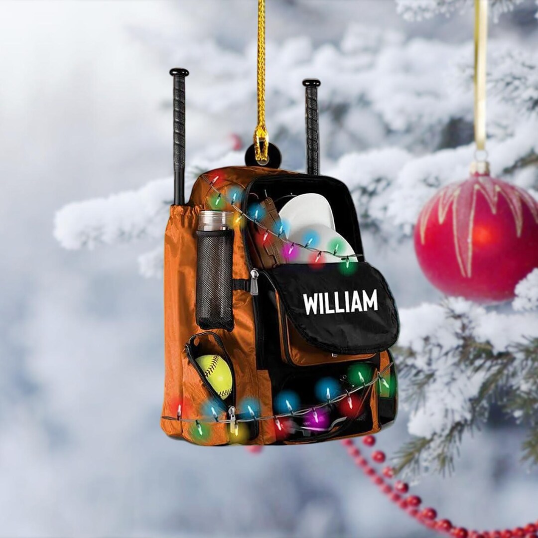 Personalized Softball Bag With Christmas Light Ornament, Custom Sports ...