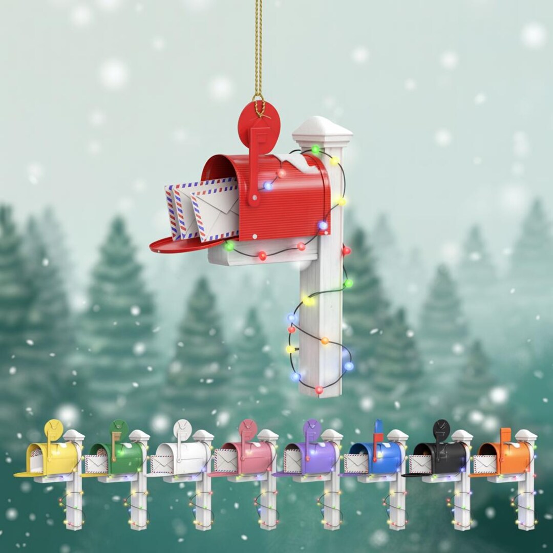 Personalized Name Mailbox Shape Flat Ornament, Mailbox Gift Christmas ...