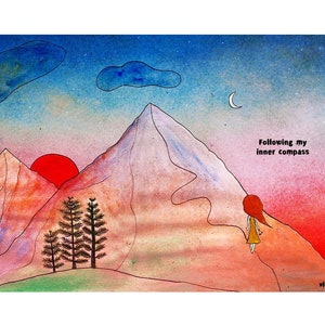 Art Print inner Compass, Wall Art, Red-haired Girl, Inner Compass ...