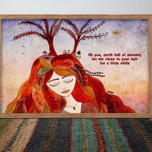 Art Print "earth Full of Autumn", Wild Woman, Sacred Feminine, Earthy ...