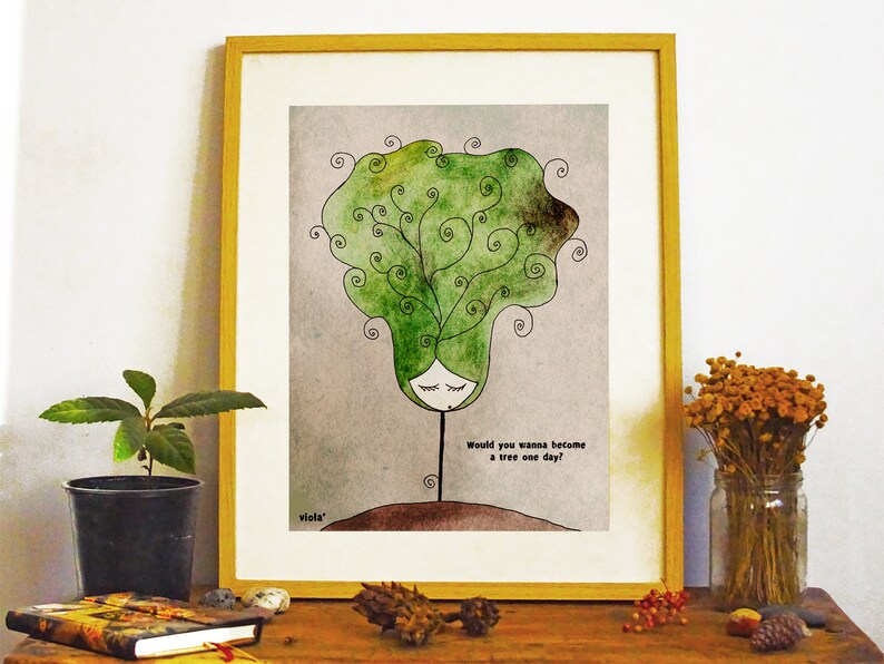 Art Print into a Tree Tree Girl Tree Lover - Etsy