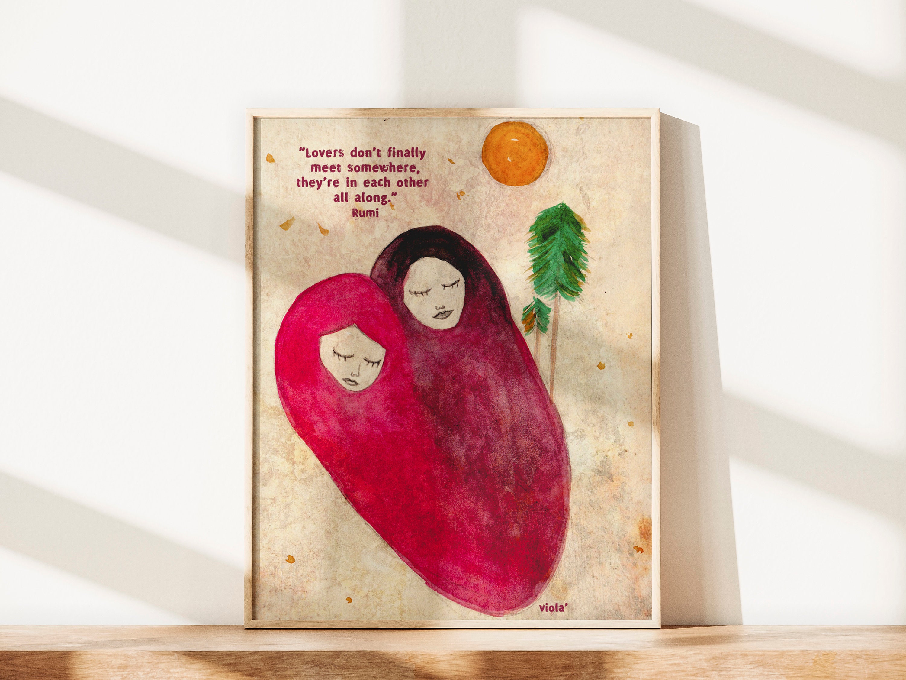 Sacred Union, Rumi Wall Art, Rumi Poem, Sufi Poetry, Spiritual Art Print, Whimsical Lovers Art ...