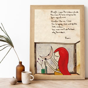 Love-window Rumi Wall Art, Rumi Poem Gift, Rumi Quote, Poetry Wall Art ...