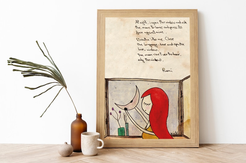 Love-window Rumi Wall Art, Rumi Poem Gift, Rumi Quote, Poetry Wall Art ...