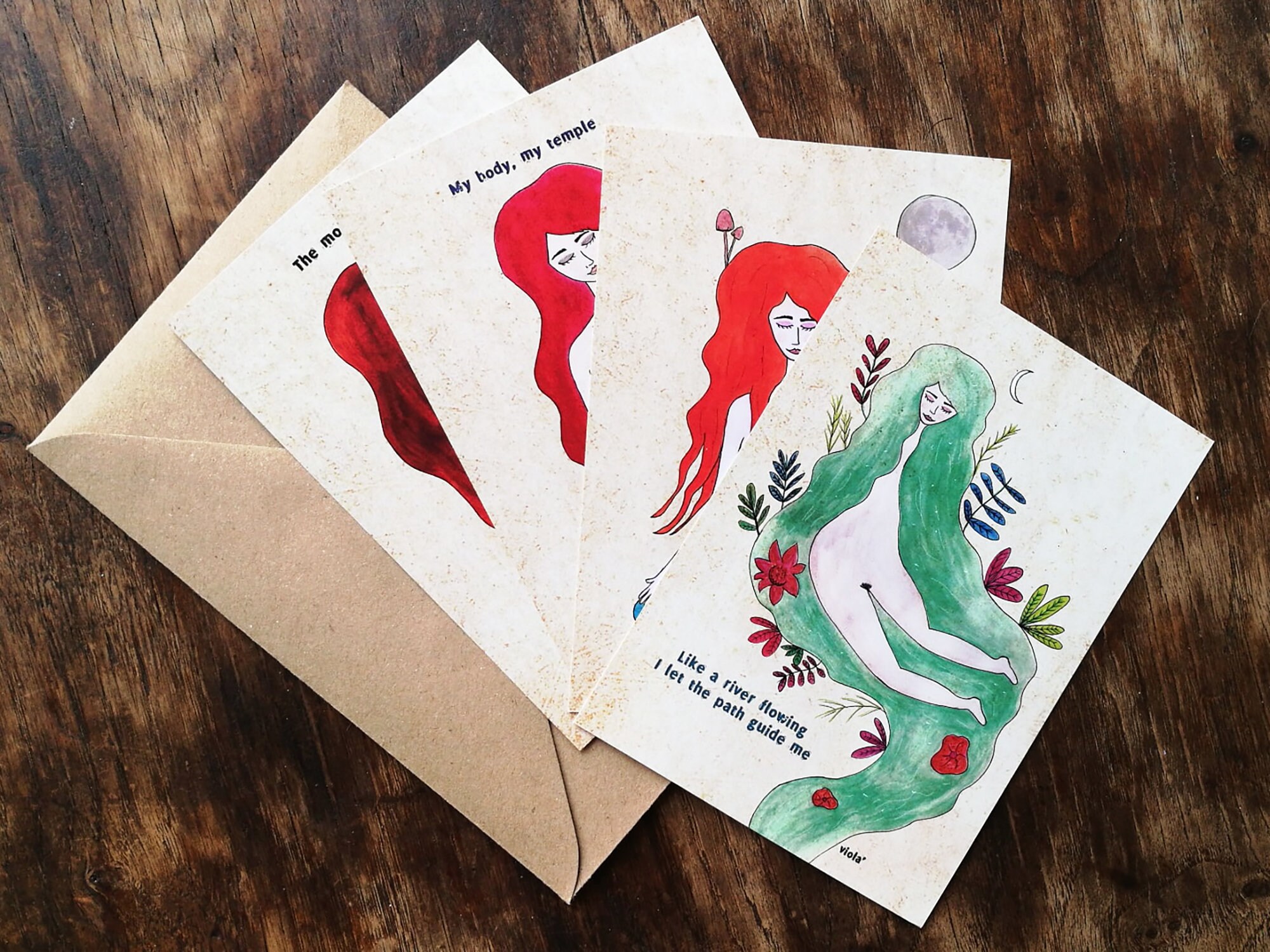 Ecofeminism - Set of 4 Postcards, Wild Woman, Divine Feminine, Feminist ...